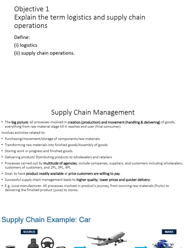Section 7 Logistics & Supply Chain Objectives 1 & 2 | PDF | Logistics ...