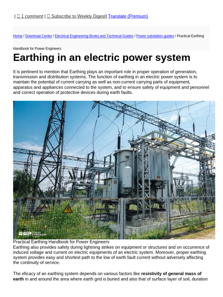 Earthing in An Electric Power System | PDF | Electrical Grid | Power ...
