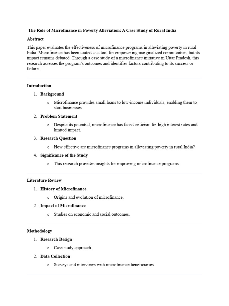 The Role of Microfinance in Poverty Alleviation | PDF