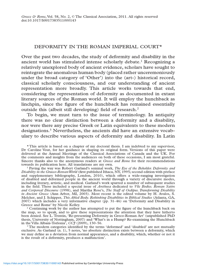 Deformity in the Roman Imperial Court | PDF | Caligula | Roman Empire