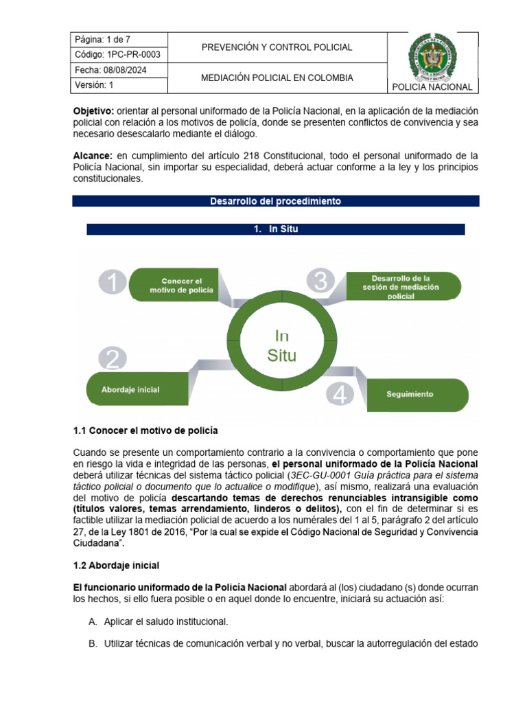 Mediación Policial en Colombia: Guía Práctica | PDF | Policía | Mediación