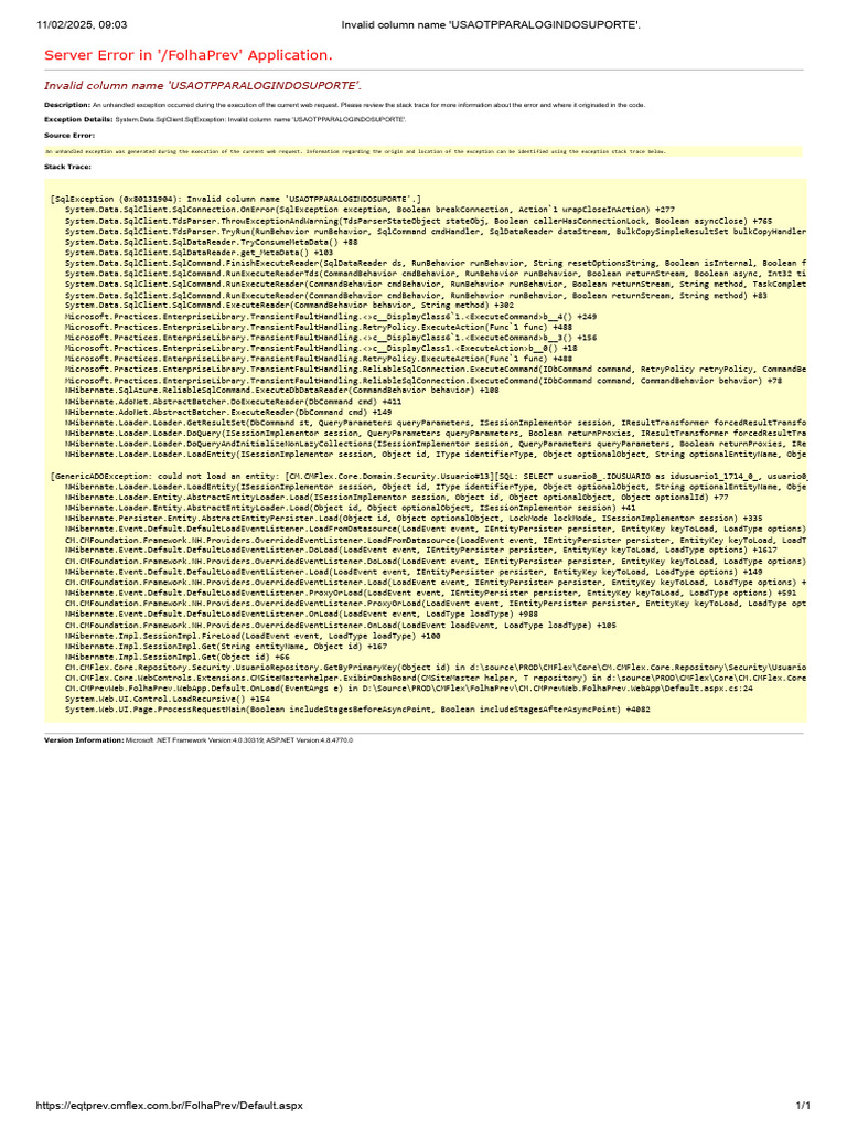 Invalid Column Name 'USAOTPPARALOGINDOSUPORTE' | PDF | Boolean Data ...