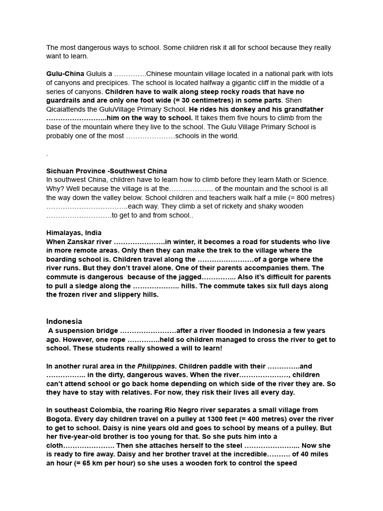 The Most Dangerous Ways To School | PDF | Canyon | Geomorphology