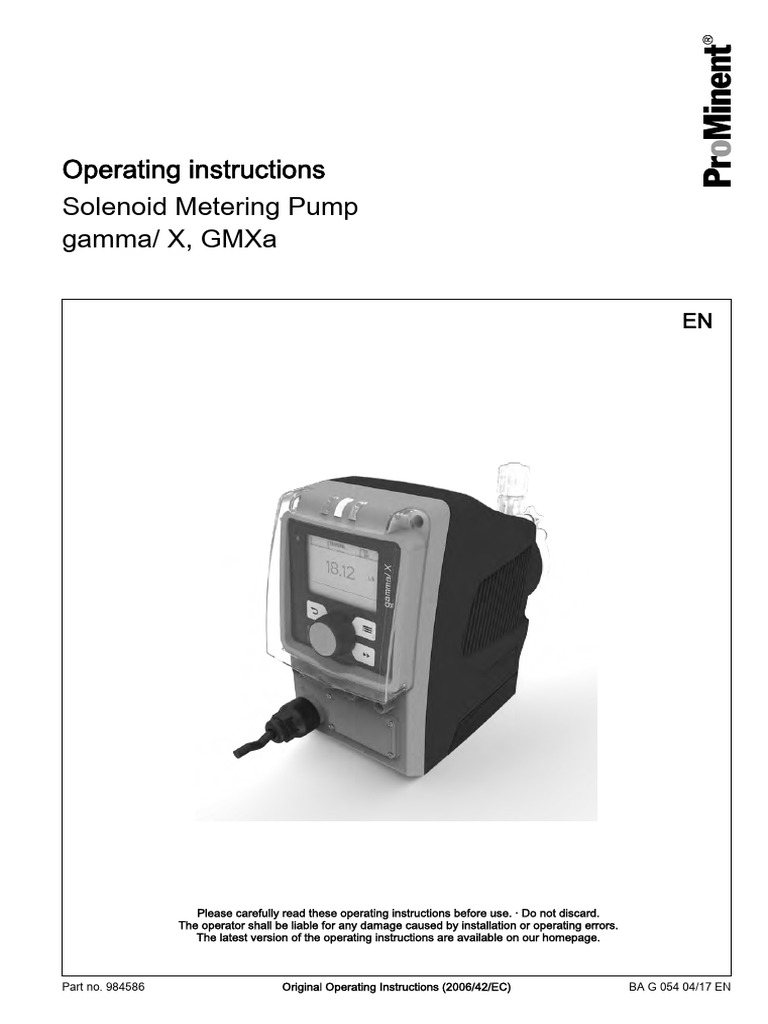 Prominent Gamma X Pump Manual | PDF | Pump | Relay