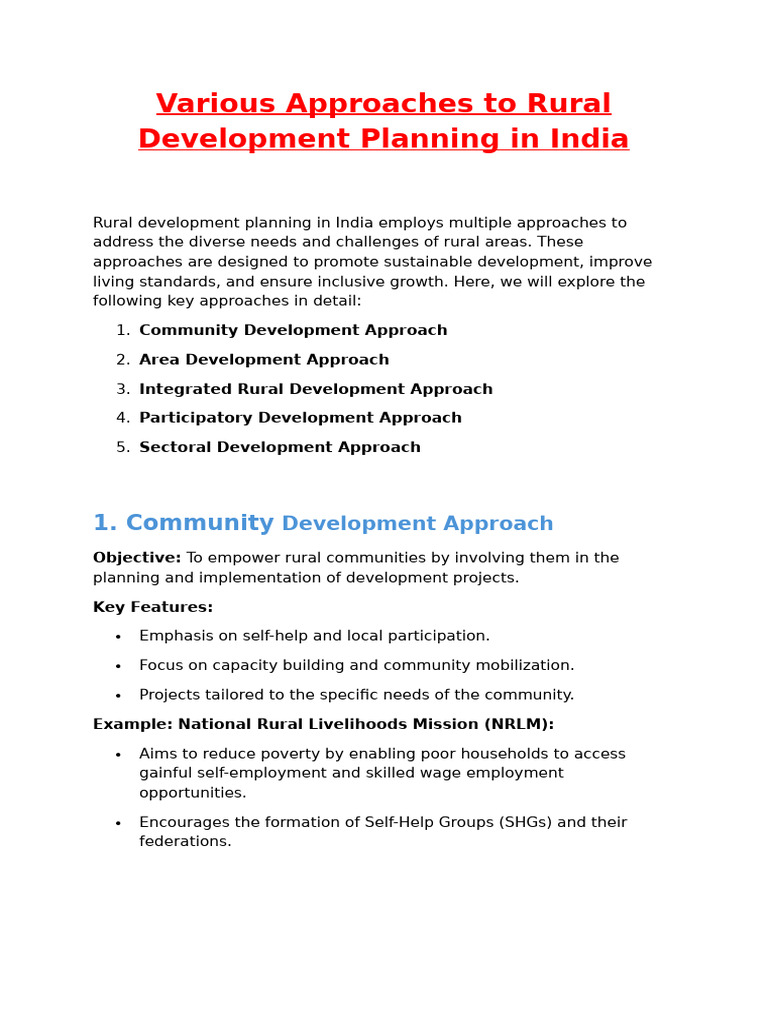 Approaches to Rural Development in India | PDF | Maternal Death | Economies