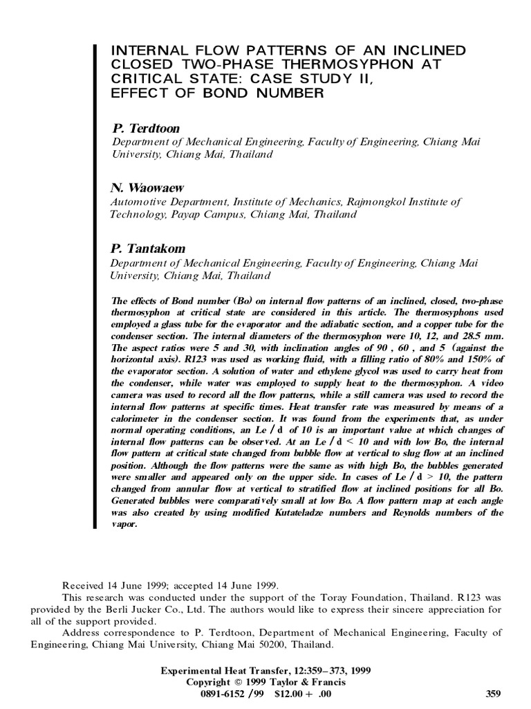 1999 Internal Flow Patterns of An Inclined Closed Two Phase ...