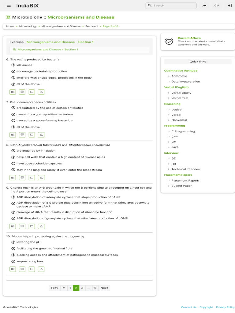 Microorganisms and Disease Section 1 - Microbiology Questions and ...
