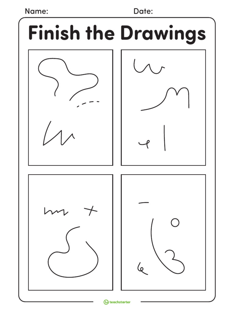 Finish The Picture Drawing Worksheets A Do Be Reader | PDF