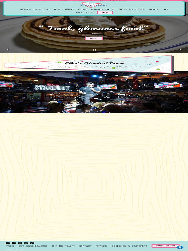 Ellen's Stardust Diner Menu & Events | PDF