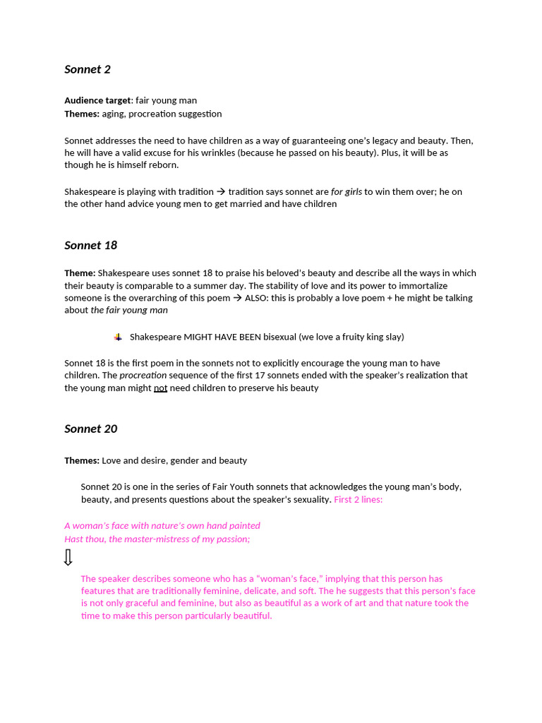 Sonnets Shakespeare FINAL | PDF | Shakespeare's Sonnets | Sonnets