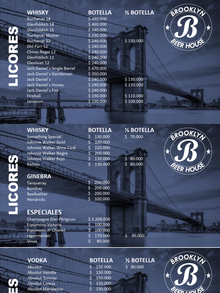 Brooklyn Beer House Drink Menu | PDF | Distilled Drinks | Alcoholic Drinks