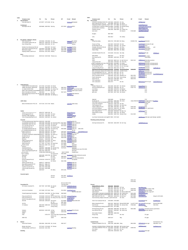 Company Contact Index for Engineering | PDF | Architectural Design ...