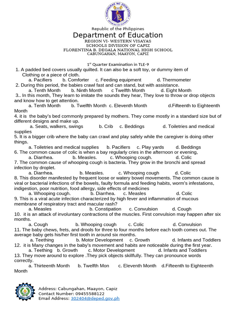 1st Quarter Exam - Science 9 | PDF | Milk | Infants