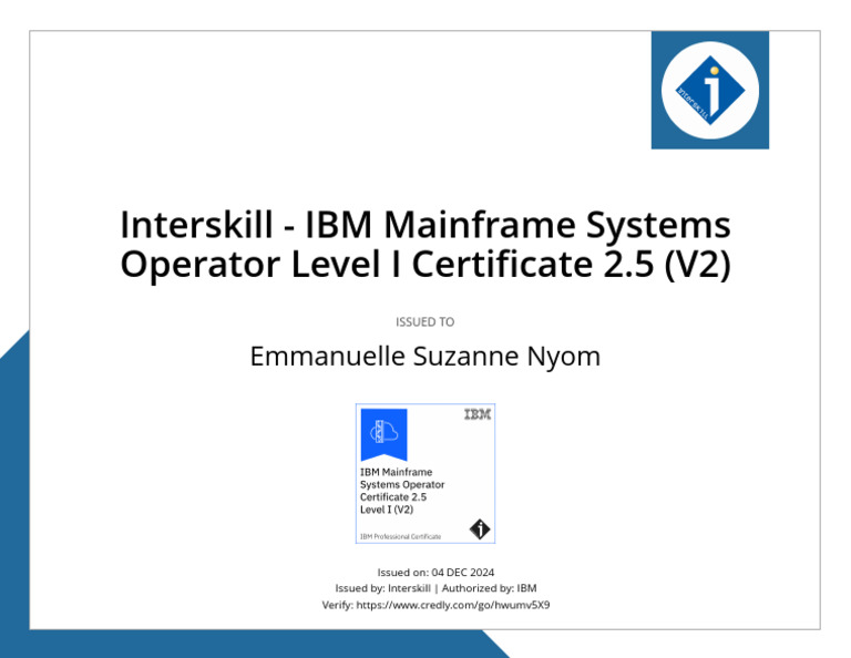 Interskill IBMMainframeSystemsOperatorLevelICertificate2.5V2 ...