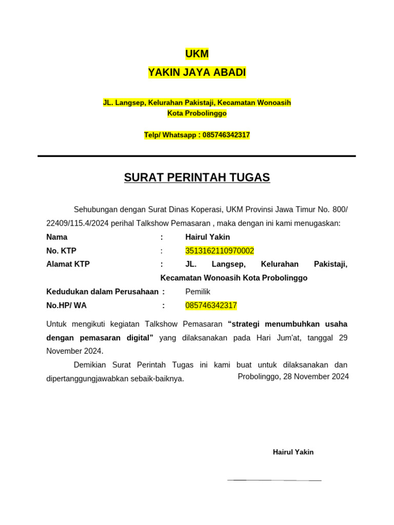 Contoh SPT UKM | PDF