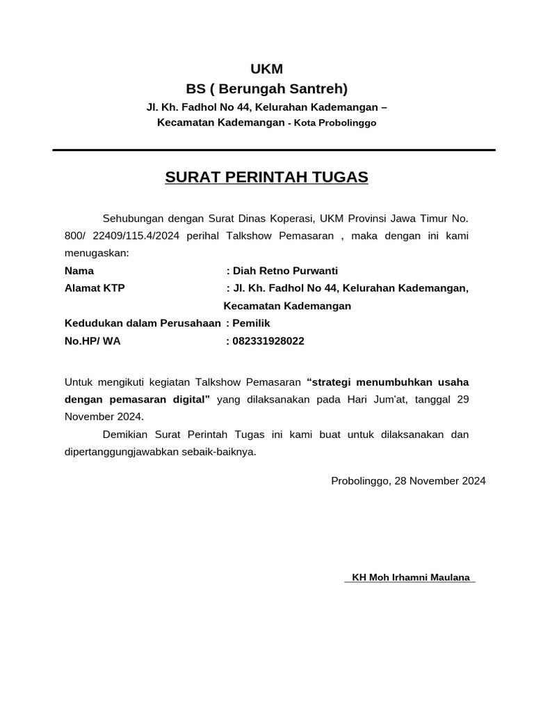 Contoh SPT UKM | PDF