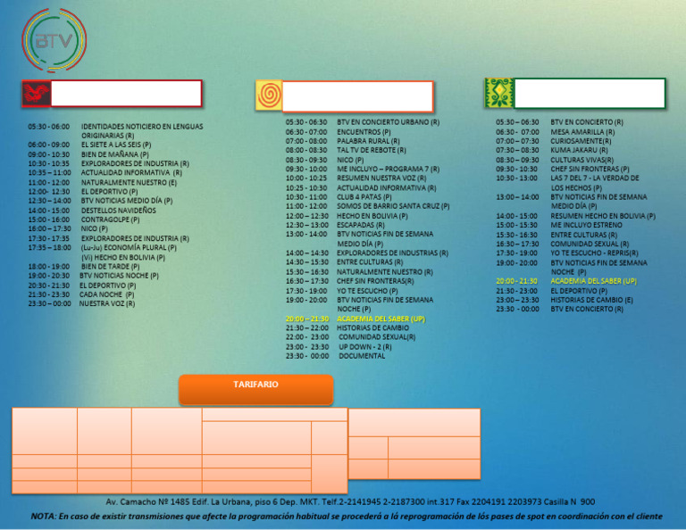 Tarifario Diciembre (Actualizado) | PDF