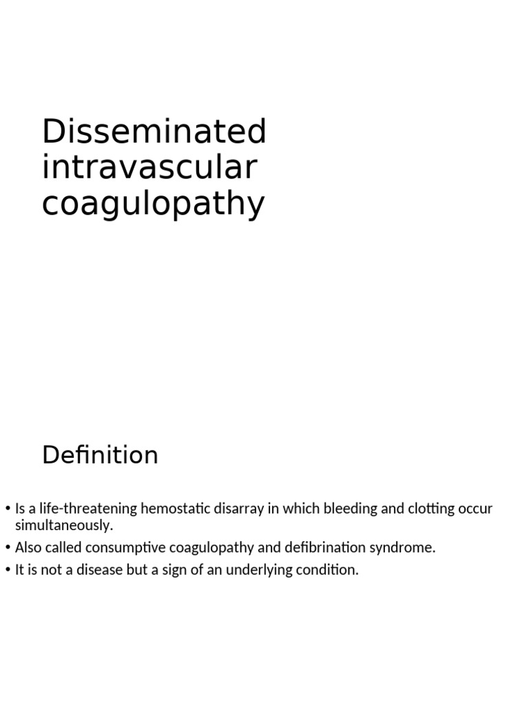 Disseminated Intravascular Coagulopathy | PDF | Haemophilia | Coagulation