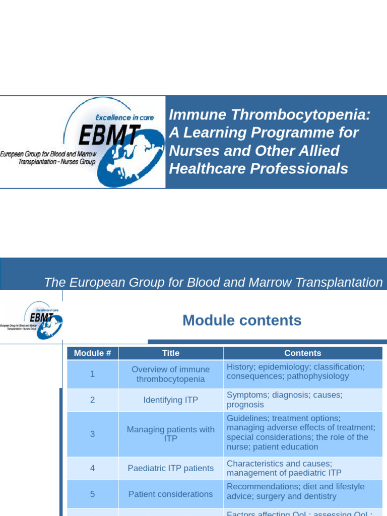 EBMT Immune Thrombocytopenia (ITP) Learning Programme March 2013 | PDF ...
