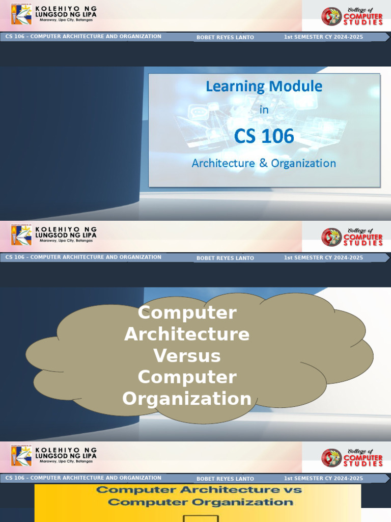 Lesson 1 Part 1 - Computer Architecture Versus Computer Organization | PDF | Computer ...