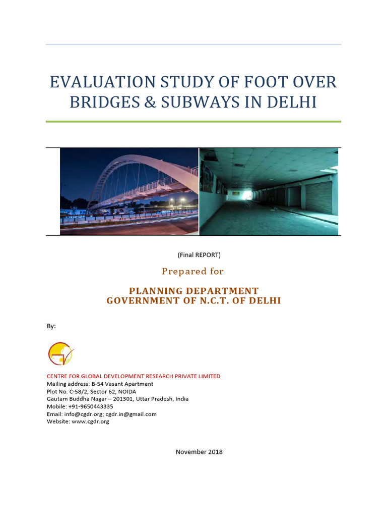 Delhi Foot Over Bridges & Subways Study | PDF | Survey Methodology ...