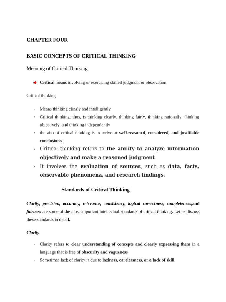 LOgic and Critical Thinking CHAPTER FOUR | PDF | Critical Thinking ...