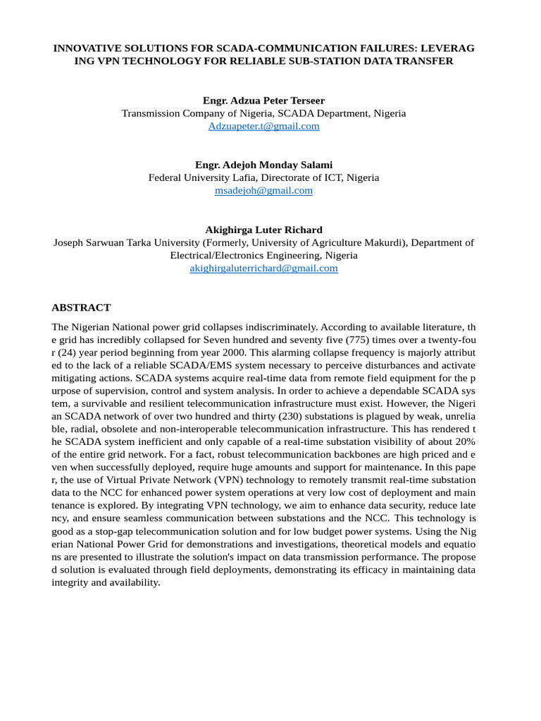 Innovative Solutions For Scada-Communication Failures | PDF | Computer Network | Electrical Grid