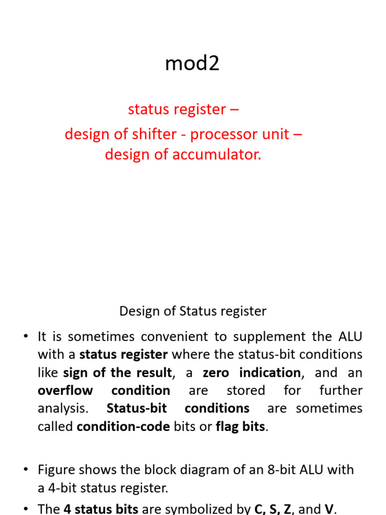 Status Register,Acc | PDF | Central Processing Unit | Computer Engineering