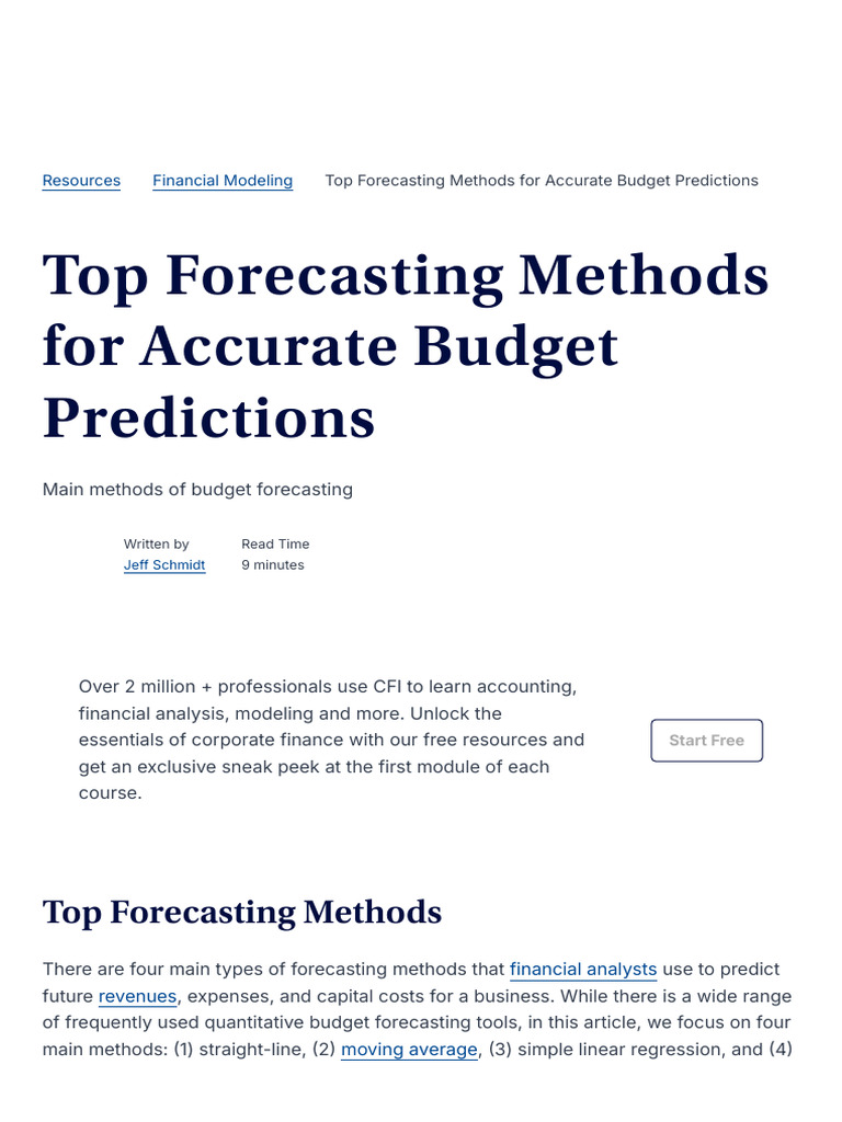 Forecasting Methods - Top Techniques For Budget Predictions - CFI | PDF ...