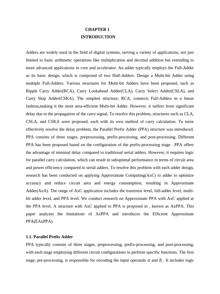Efficient Approximate Parallel Prefix Adder Design | PDF | Standard Score | Computer Engineering
