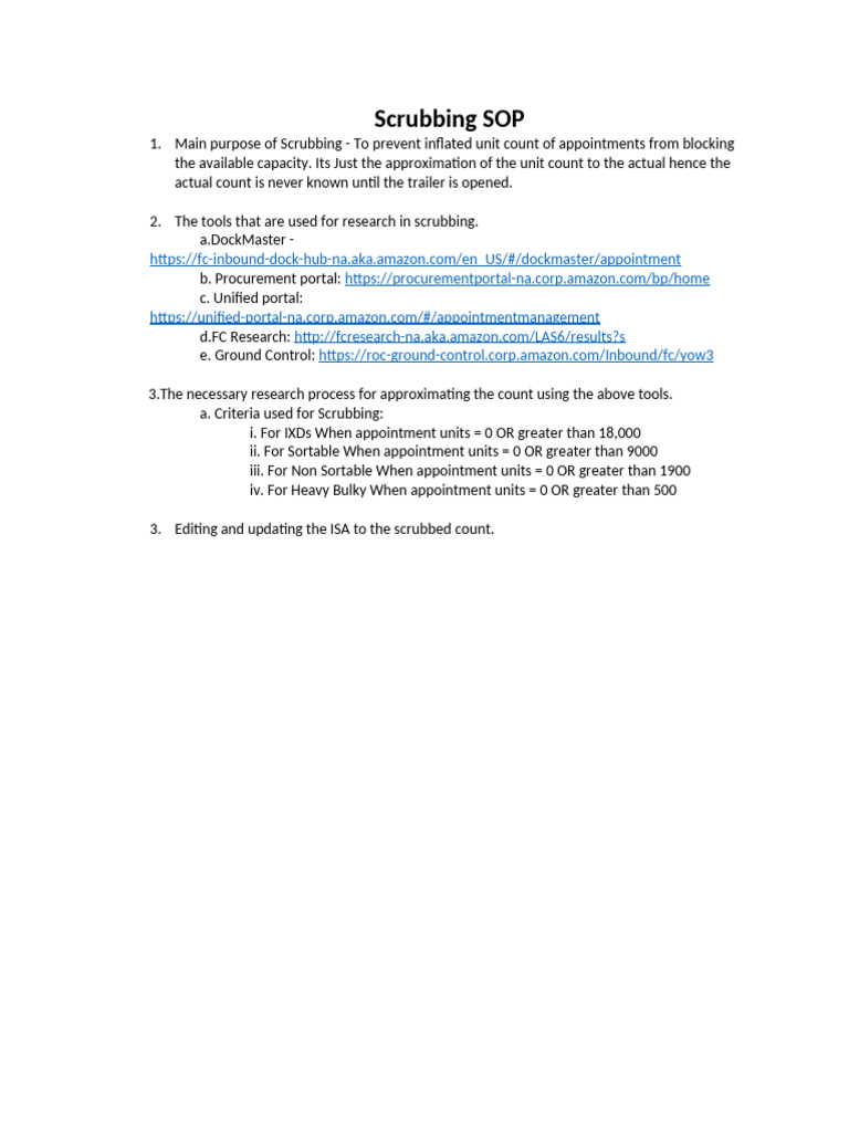 Scrubbing SOP for Appointment Management | PDF