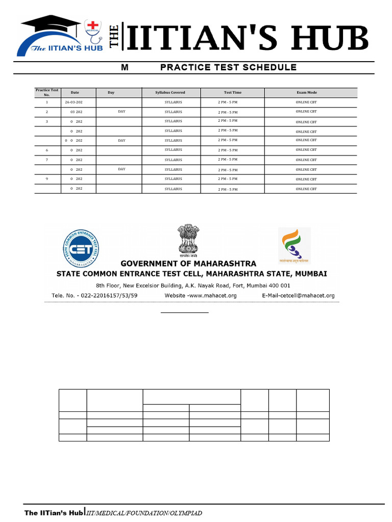 MH-CET Test Schedule | PDF | Higher Education | Student Assessment And ...