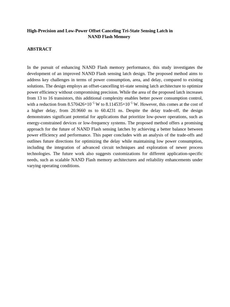 High-Precision and Low-Power Offset Canceling Tri-State Sensing Latch in NAND Flash Memory ...