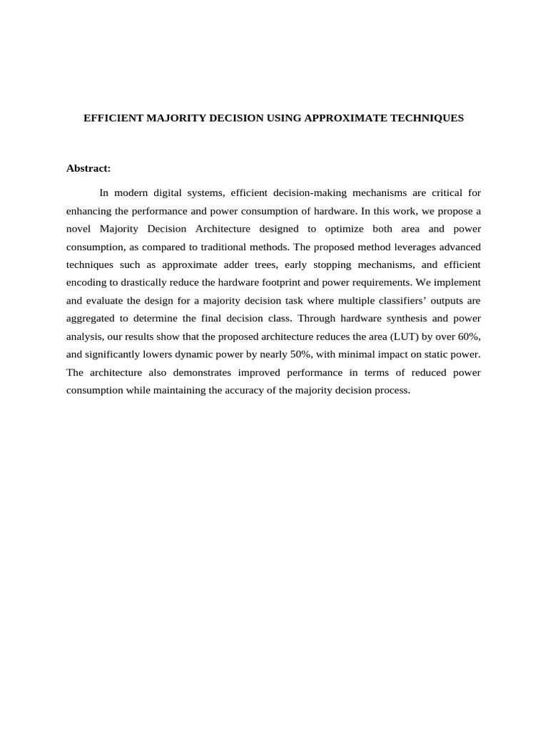 Efficient Majority Voting in Digital Hardware (REPORT) | PDF | Parallel Computing | Field ...