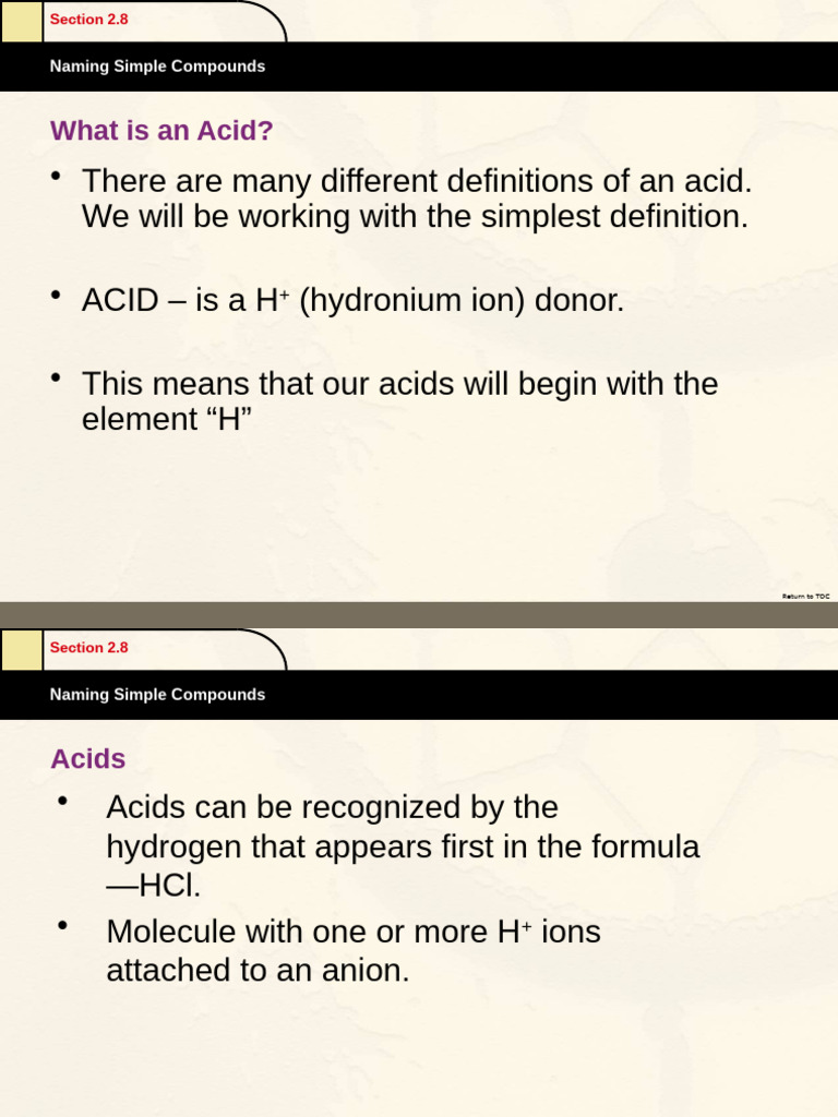 Naming Acids | PDF | Acid | Hydrochloric Acid