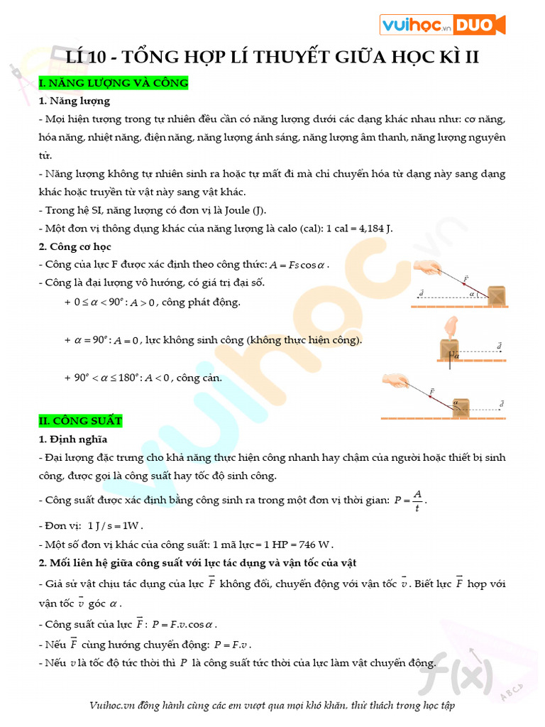 (Lí 10) Tổng hợp lý thuyết giữa HKII | PDF