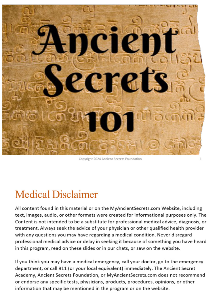 2024 Ancient Secrets 101 Wk5 | PDF
