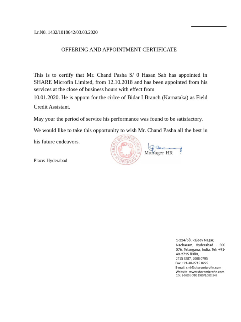 Share Relieving Certificate | PDF