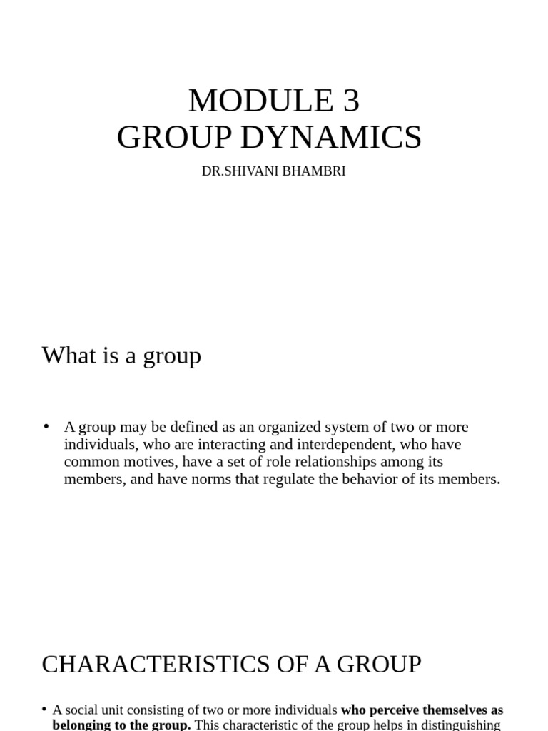 Group Dynamics Module 3 | PDF | Cognition | Psychological Concepts