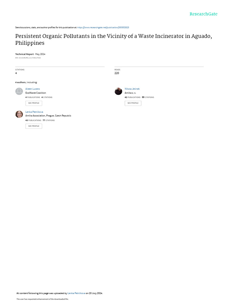 Persistent Organic Pollutants in the Vicinity of a Waste Incinerator in ...