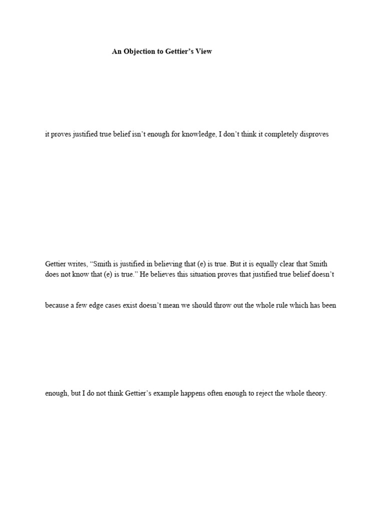 (Revised) Section 4 Critique - An Objection To Gettier's View | PDF | Knowledge | Epistemology