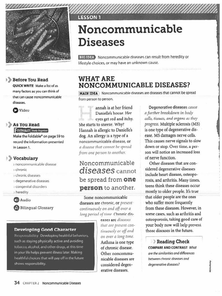 Textbook Pages - Noncommunicable Disease - McGraw Hill Glencoe Teen ...