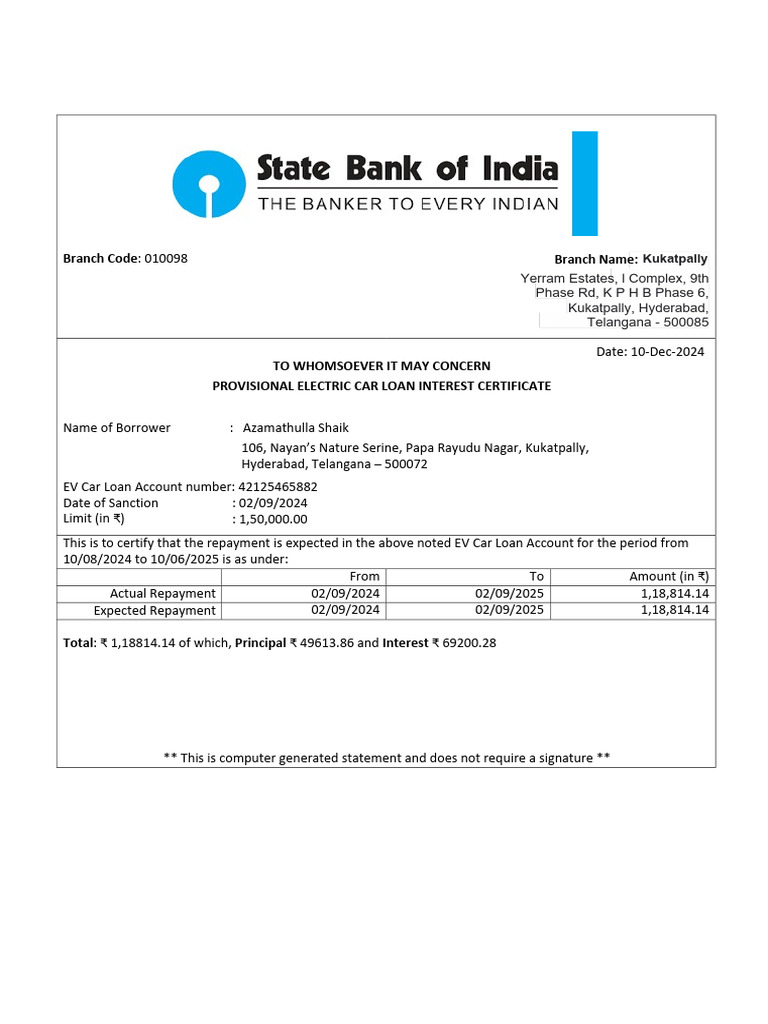 42125465882 -EV-Interest-Certificate | PDF