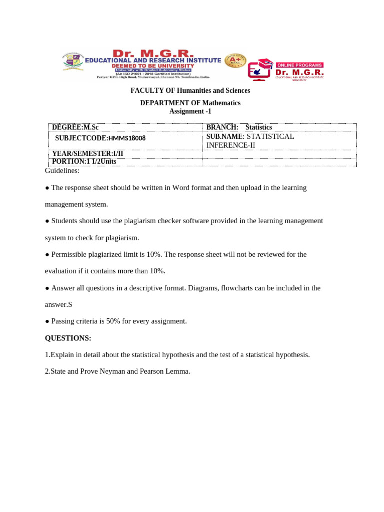 Statistical Inference II-Assignment 3 | PDF