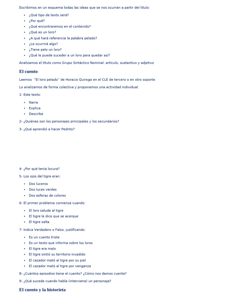 SECUENCIA DE LECTURA hORACIO qUIROGA | PDF | Narración | Cuentos