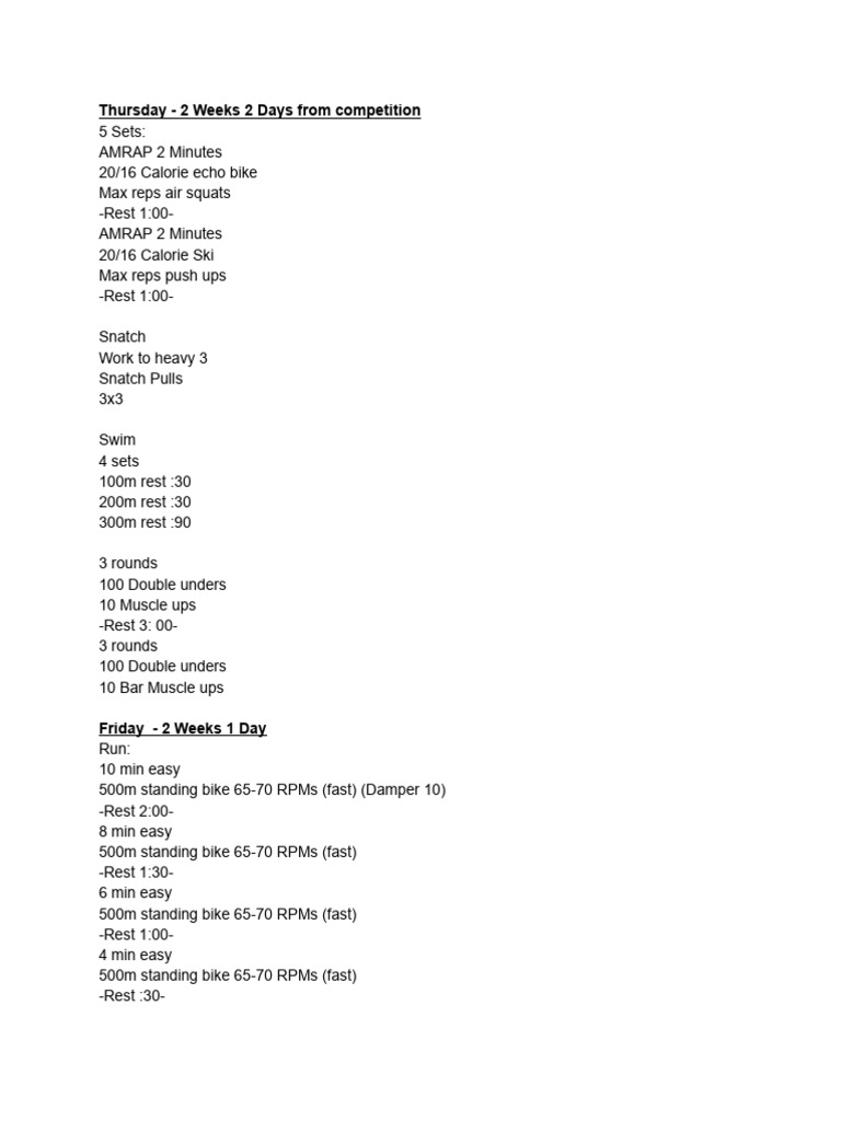 Mayhem Athlete Taper For 2 Day Individual Competition | PDF | Physical ...