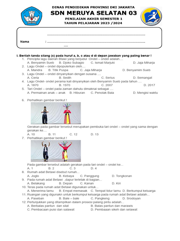 Soal PAS PLBJ Kelas 6 Semester 1 Tahun 2023 | PDF