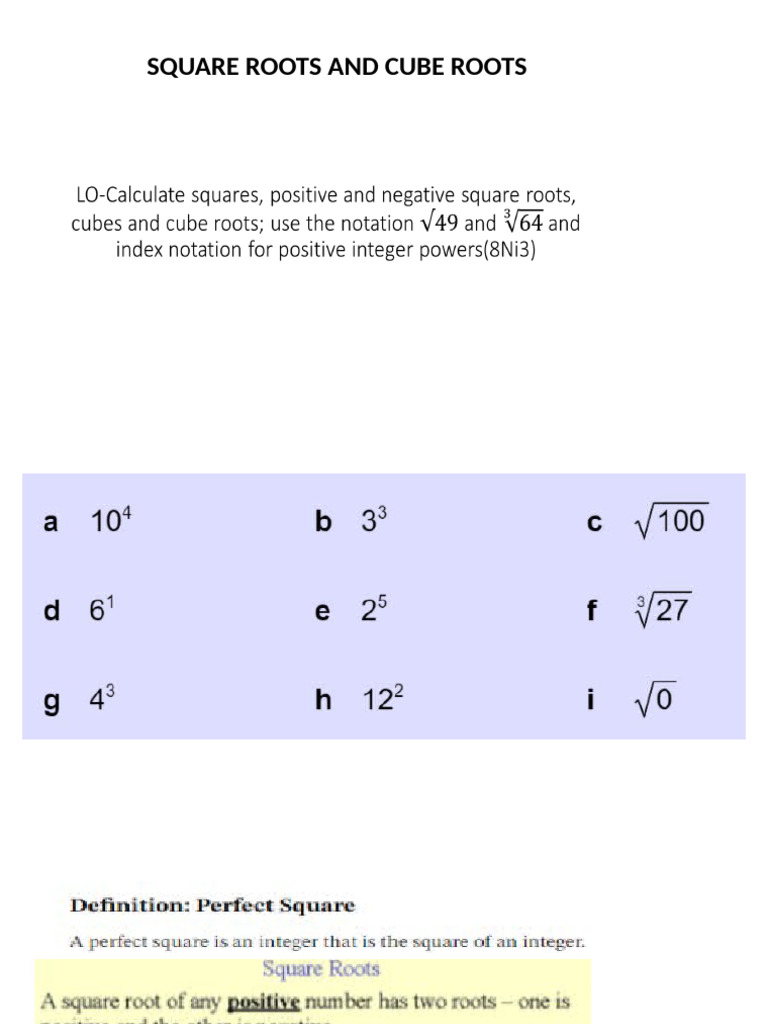 1.3 Square Roots and Cube Roots | PDF