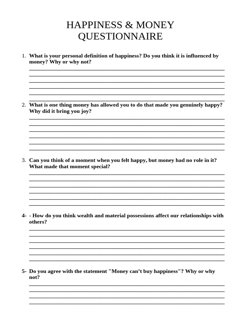 Exploring Happiness and Money Connections | PDF | Happiness | Psychology
