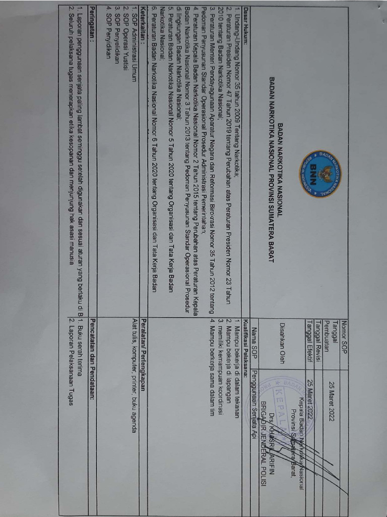 Sop Penggunaan Senpi | PDF